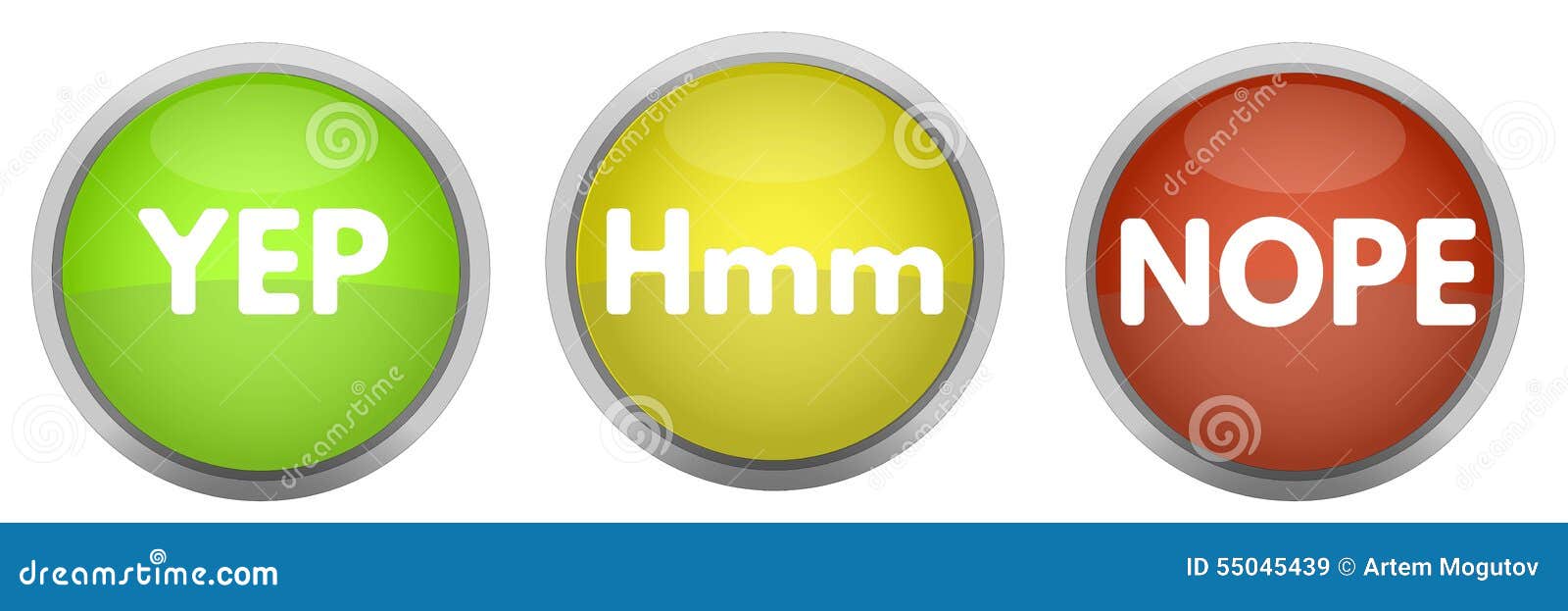 YES Hmm NOPE buttons stock illustration. Illustration of reject - 55045439