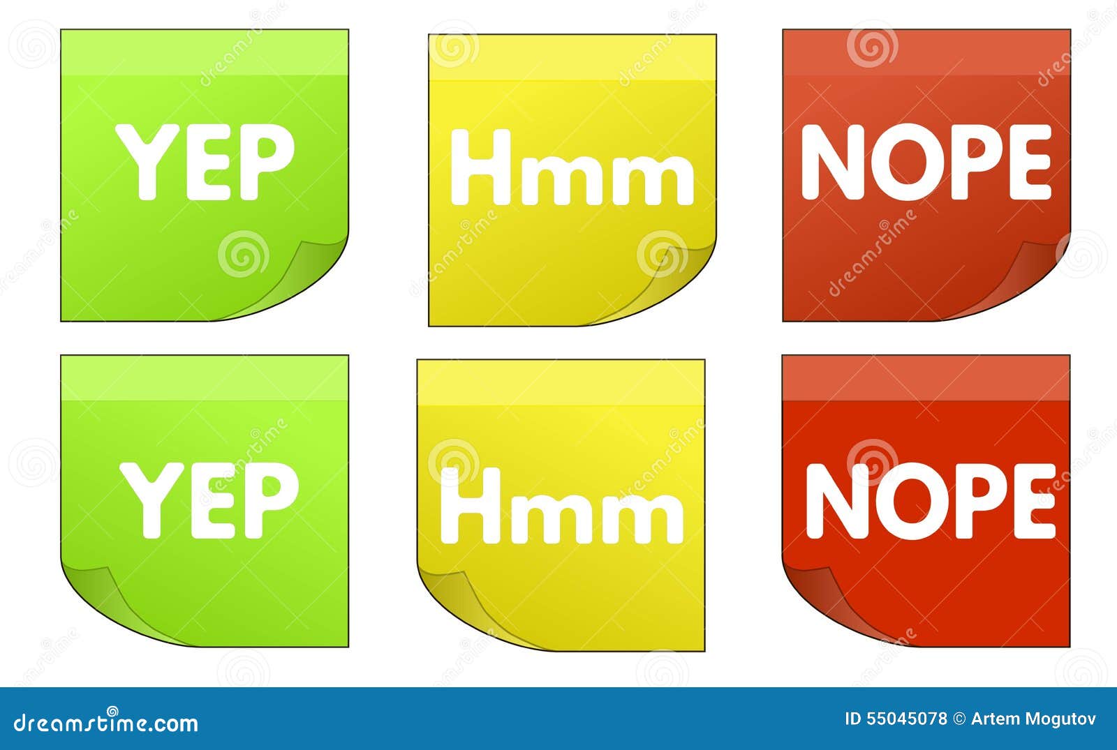 Yes, Hmm, Nope Colored Stickers Stock Vector - Illustration of choose ...
