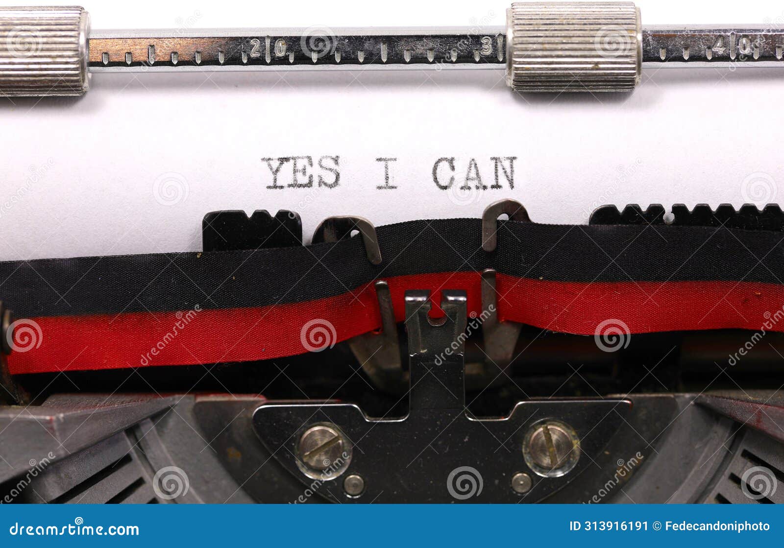 YES I CAN Typed in Black Ink on White Paper with a Typewriter Stock ...