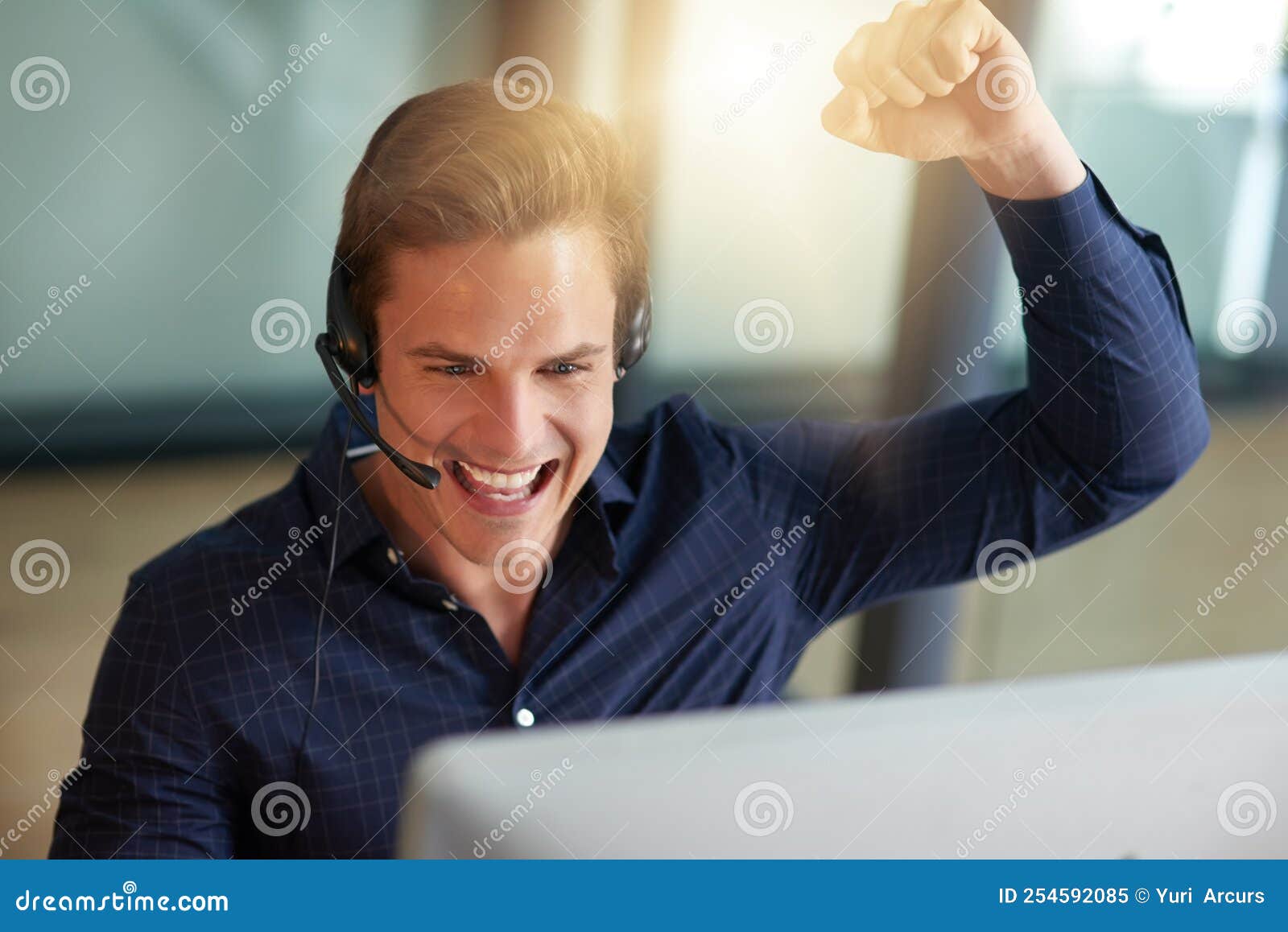 Yes I Solved the Customers Problem. a Young Male Agent Working in a ...