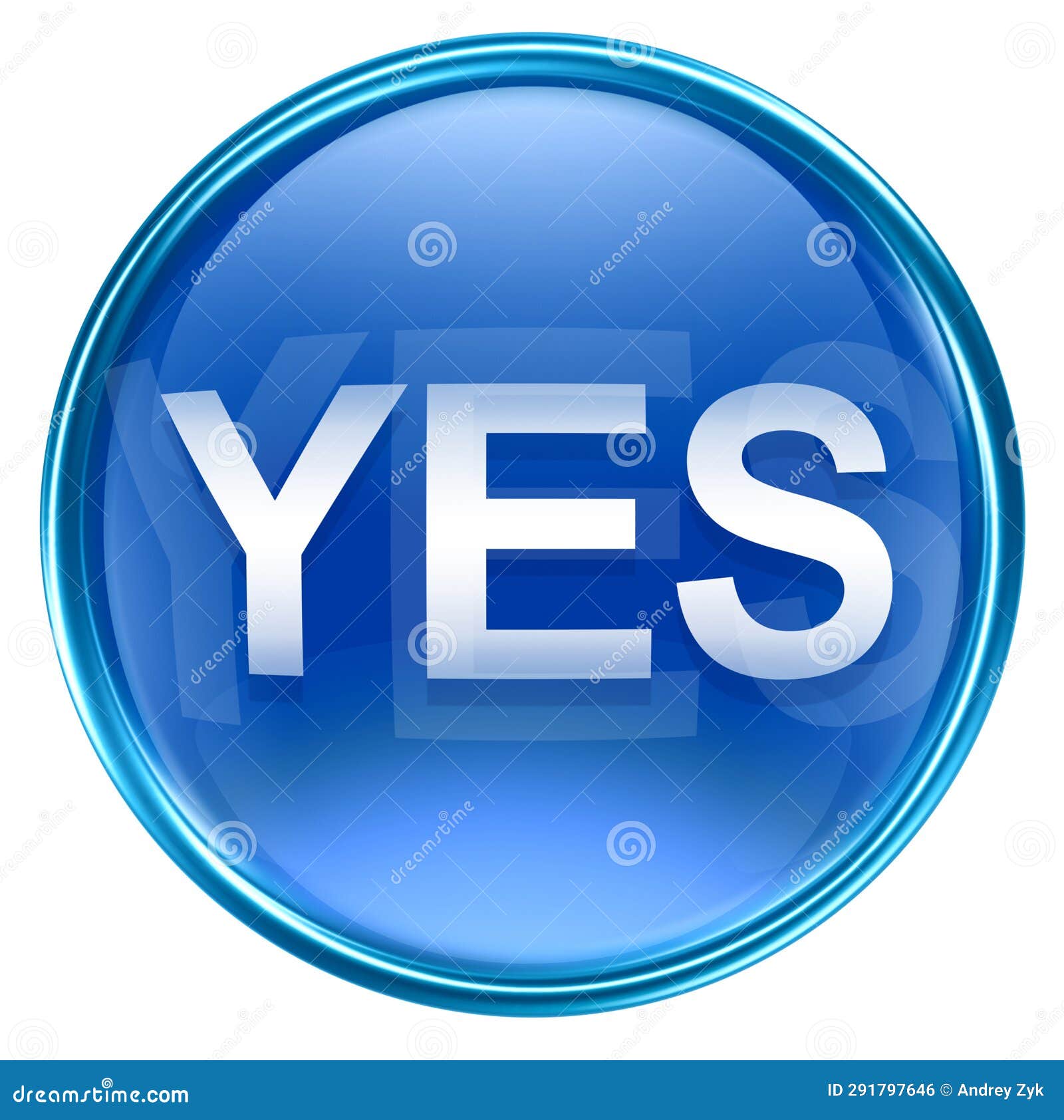 YES Icon Blue, Isolated on White Stock Illustration - Illustration of ...