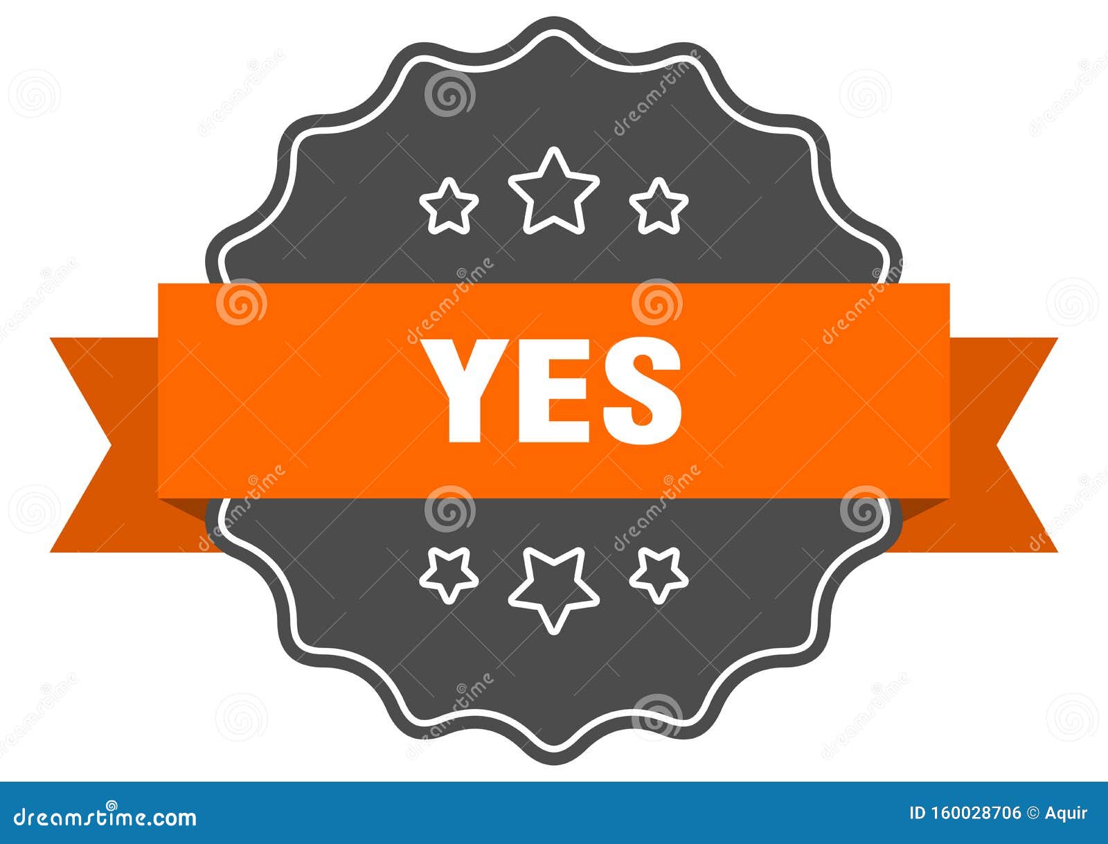 Yes label stock vector. Illustration of ribbon, gray - 160028706