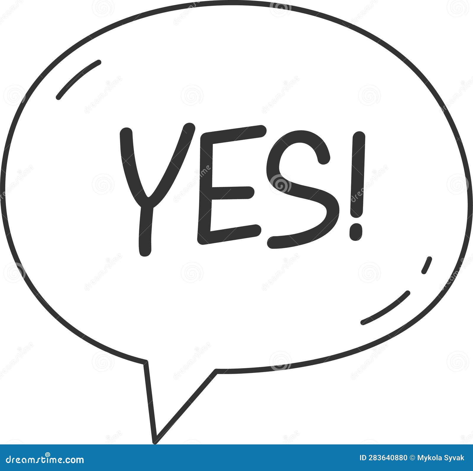 Yes Lettering Doodle stock vector. Illustration of talk - 283640880