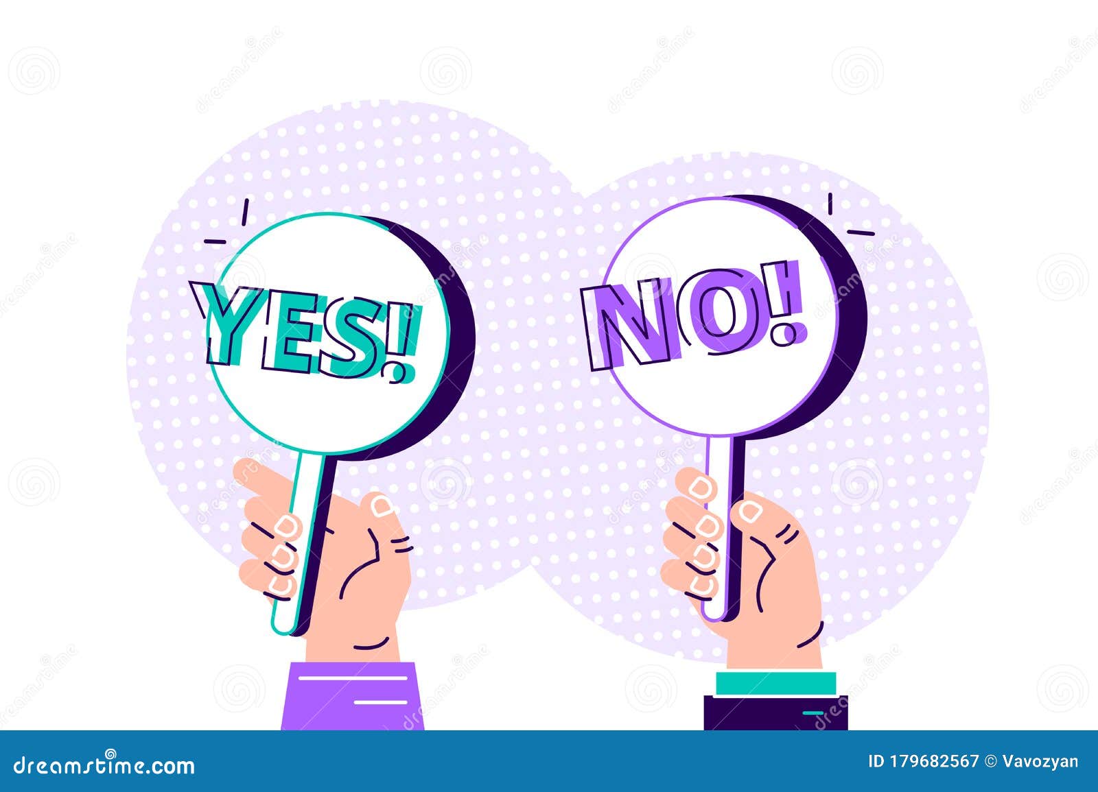 Cartoon Modern of Yes No Banner in Human Hand Stock Vector ...