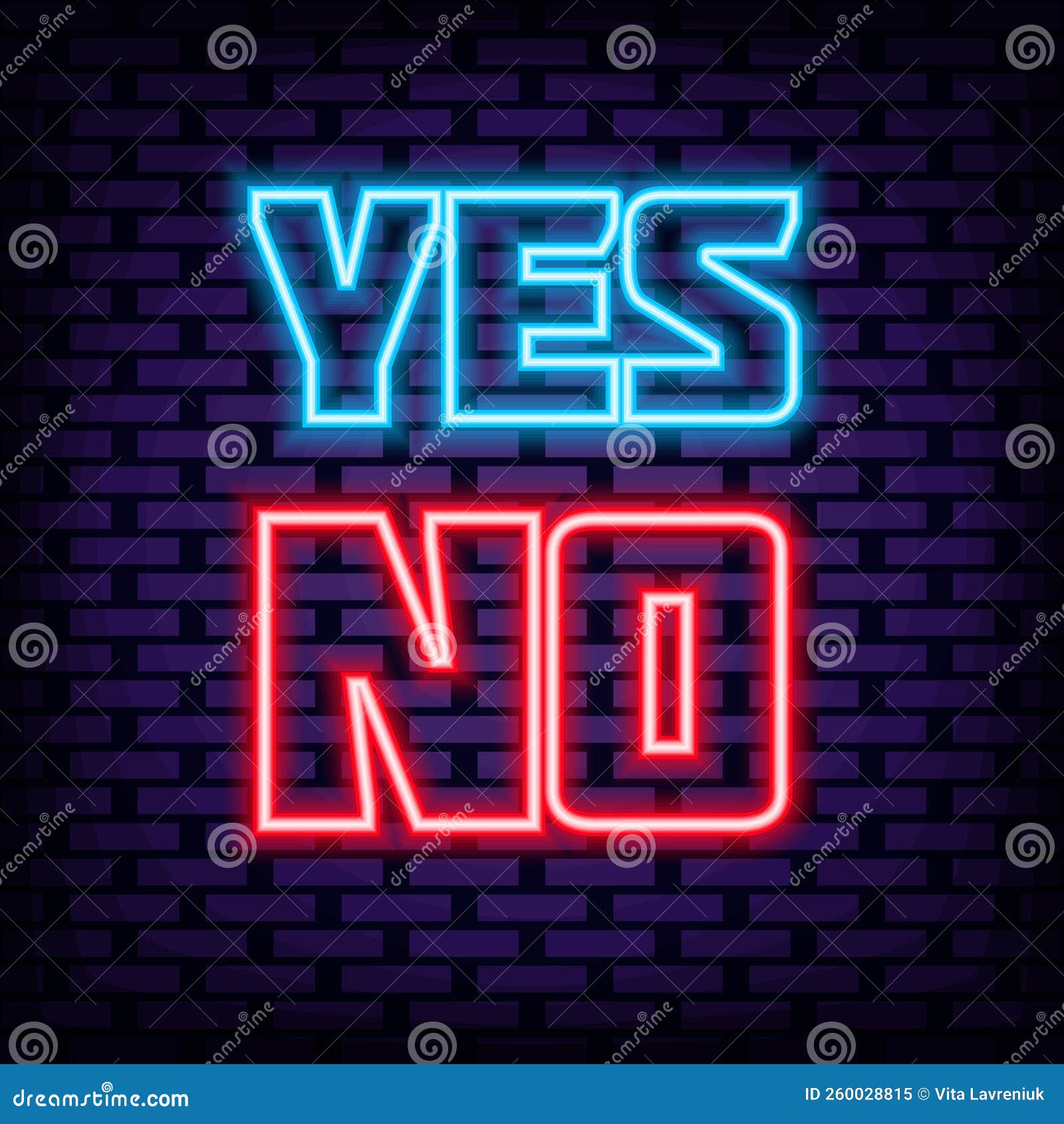 Yes or No Badge in Neon Style. Neon Script. Neon Text Stock Vector ...
