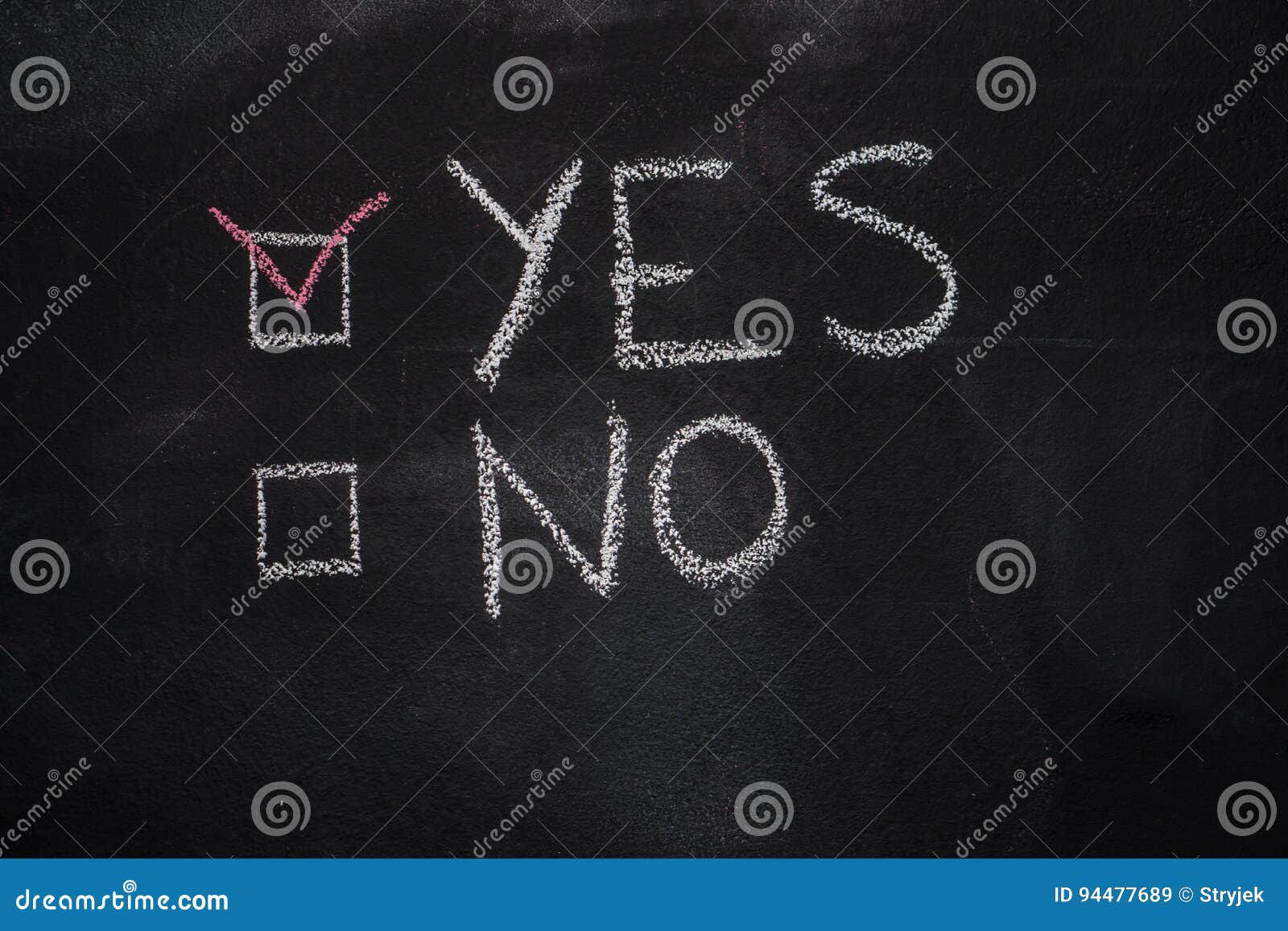Yes or No on Black Chalkboard Stock Image - Image of chalkboard, board ...
