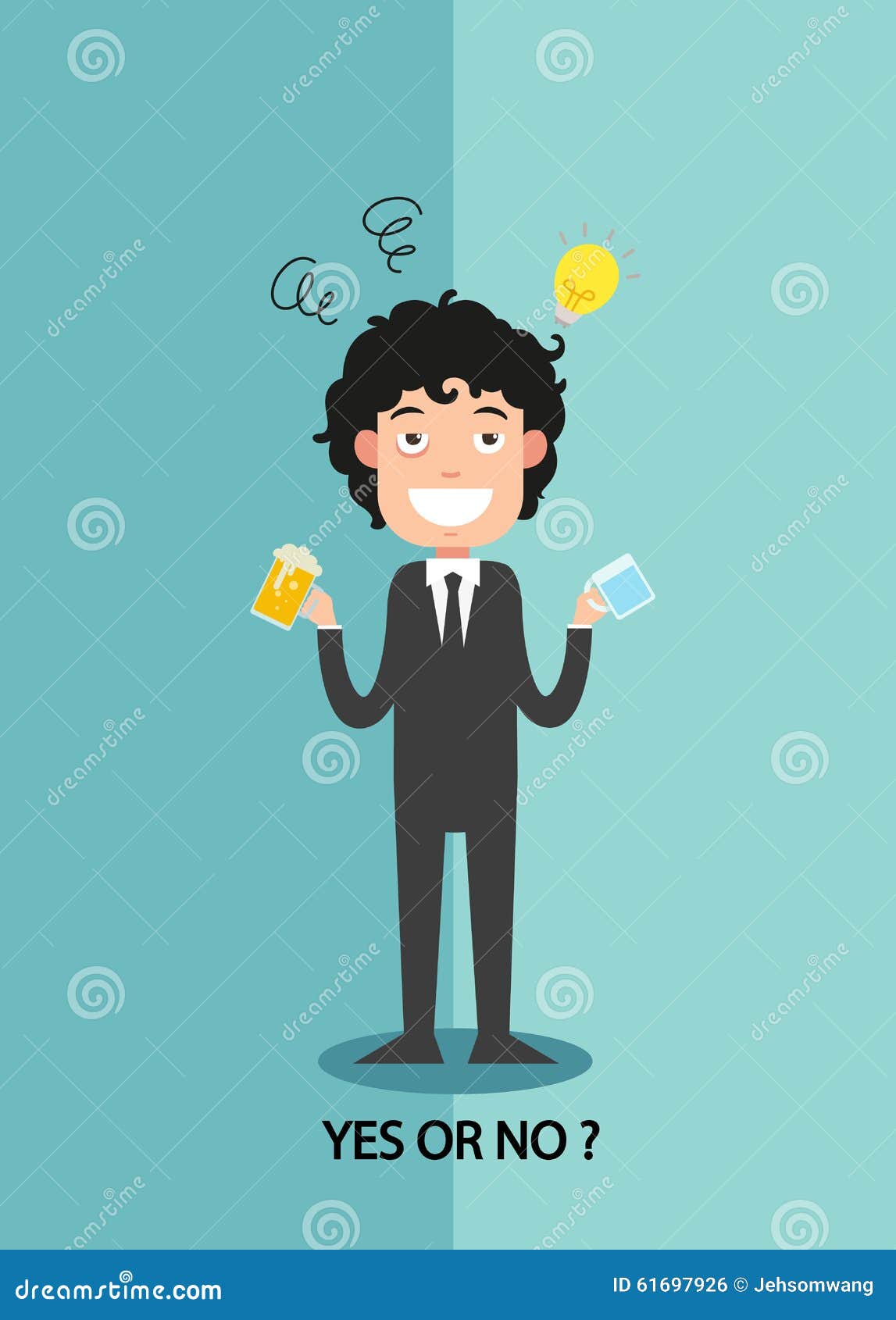 Yes or No for Businessmen Work Enthusiasm Stock Vector - Illustration ...