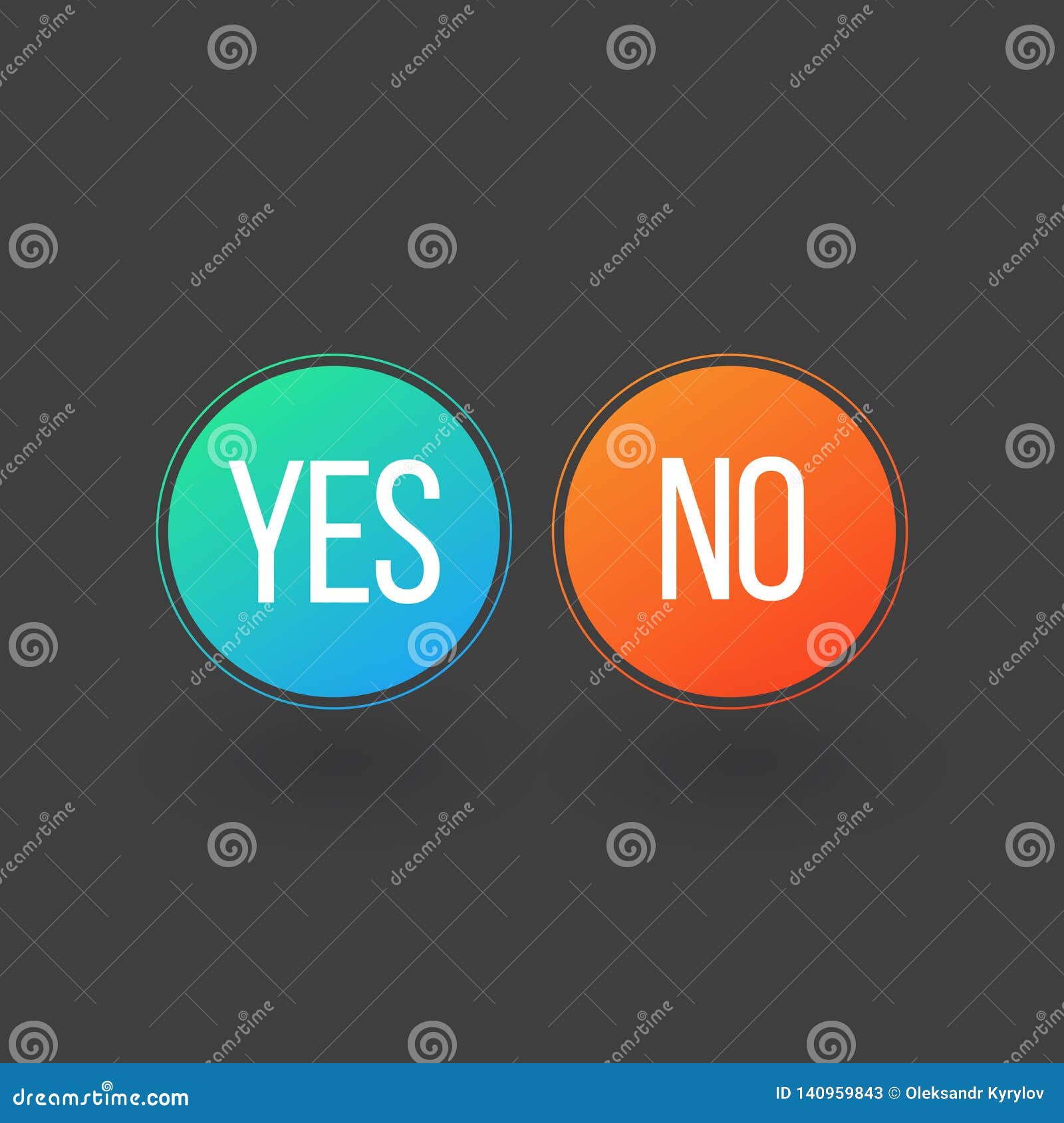 Yes and No Button Icons, Vector Illustration Isolated on Grey ...