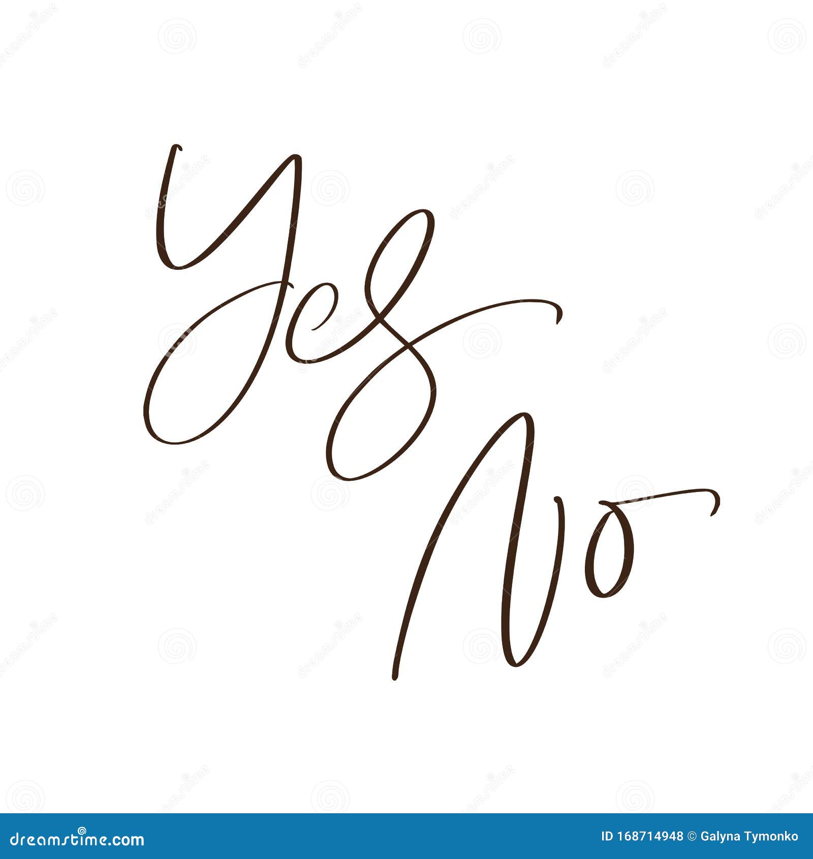 Yes and No Button Text. Hand Drawn Lettering Design, Vector ...