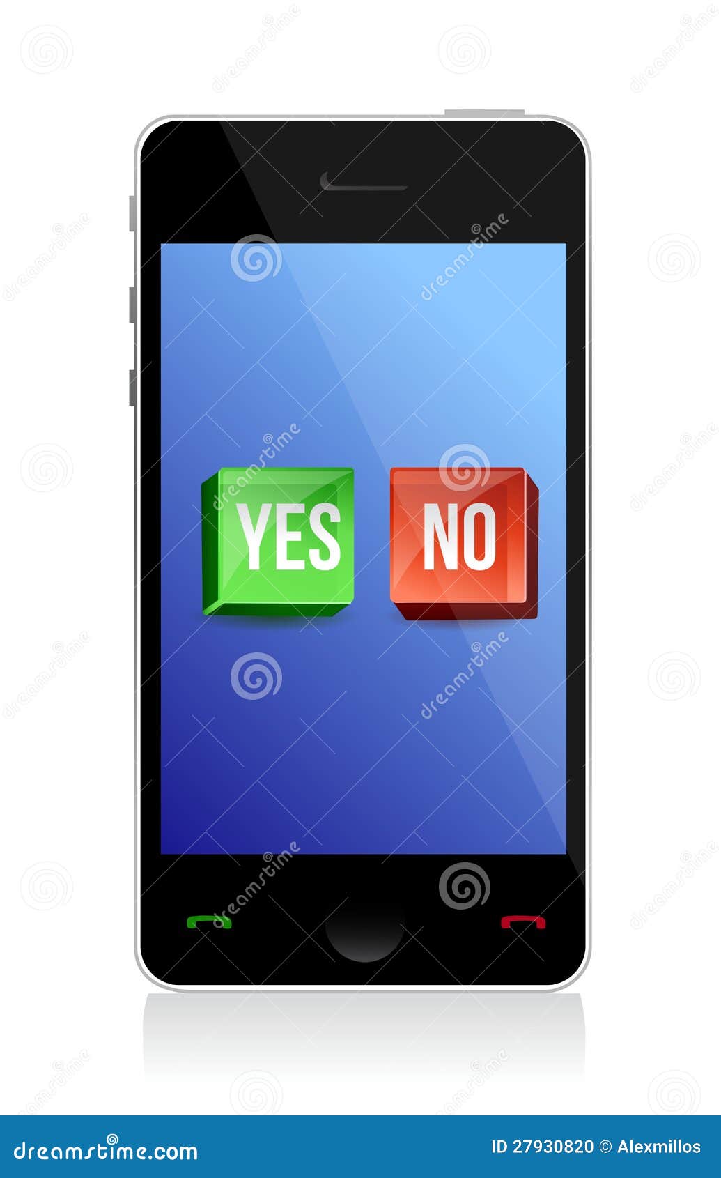 Yes and No Buttons on Phone Stock Illustration - Illustration of laptop ...