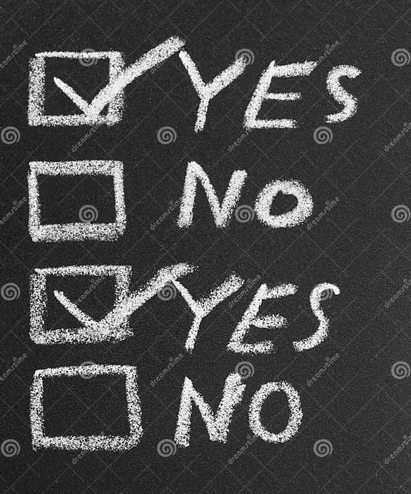 Yes No check box by chalk stock photo. Image of tick - 42619768