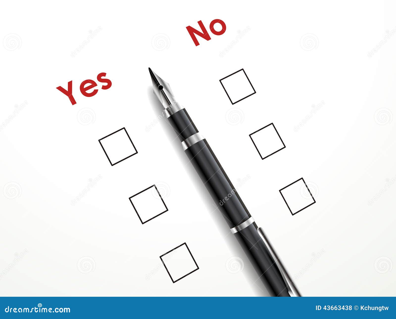 Yes No Check Box with a Pen Stock Vector - Illustration of choice ...