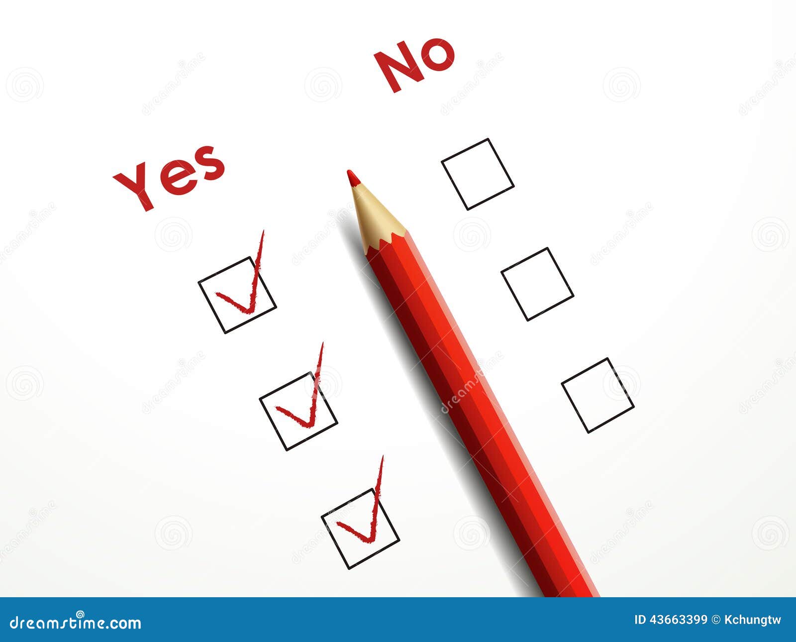 Yes No Check Box with Red Pen Stock Vector - Illustration of icon ...