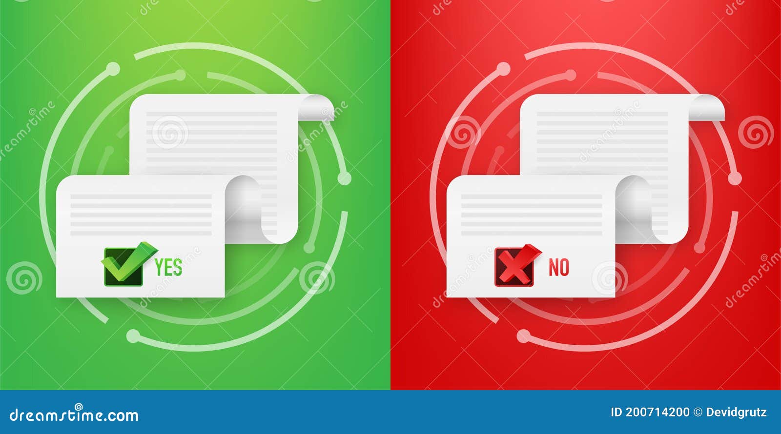 Yes No Check Mark Sign on Clipboard Lined Paper Notebook. Vector Stock ...