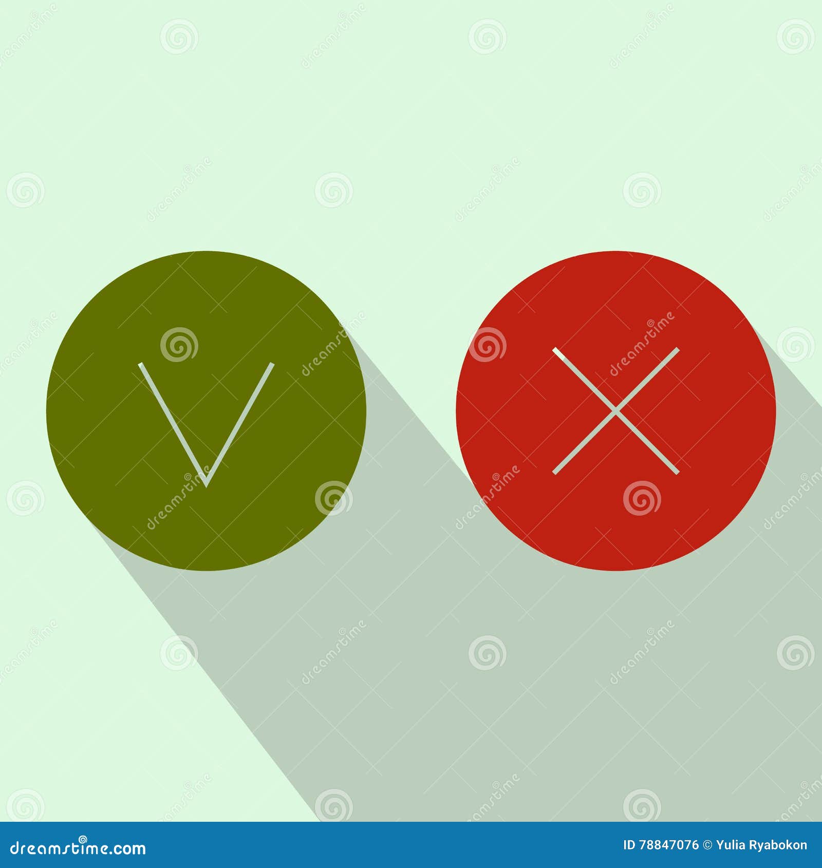 Yes No Check Marks Icon, Flat Style Stock Vector - Illustration of ...