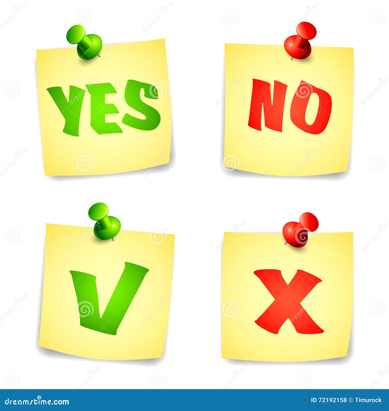 Yes and No Check marks stock vector. Illustration of note - 72192158