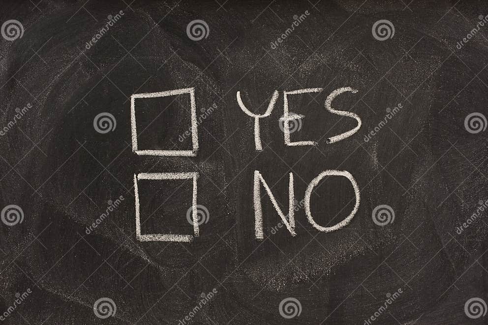 Yes and No Checkboxes on Blackboard Stock Photo - Image of vote ...