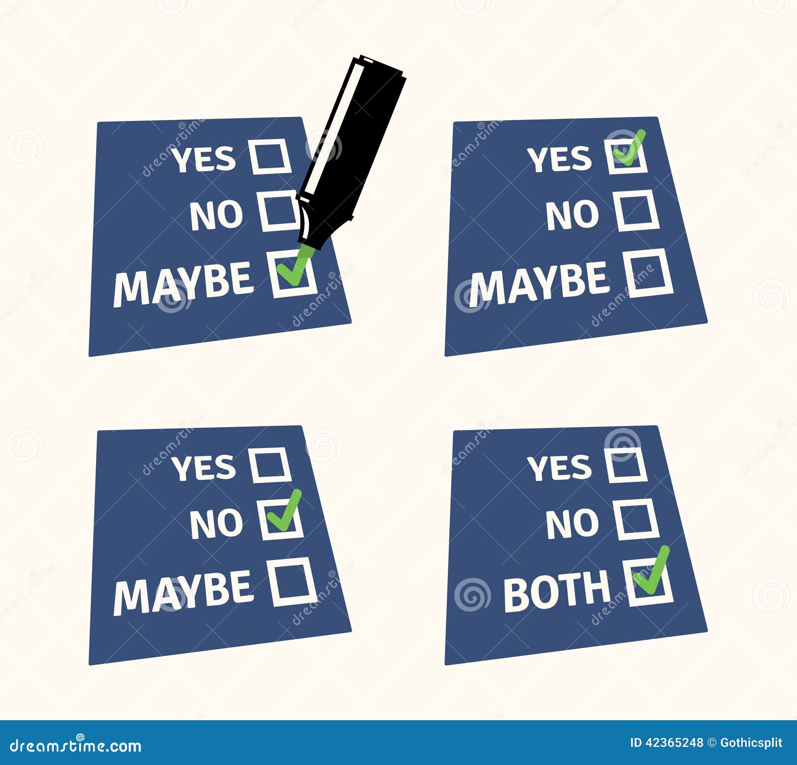 YES and NO Checklist with Marker Stock Vector - Illustration of ...