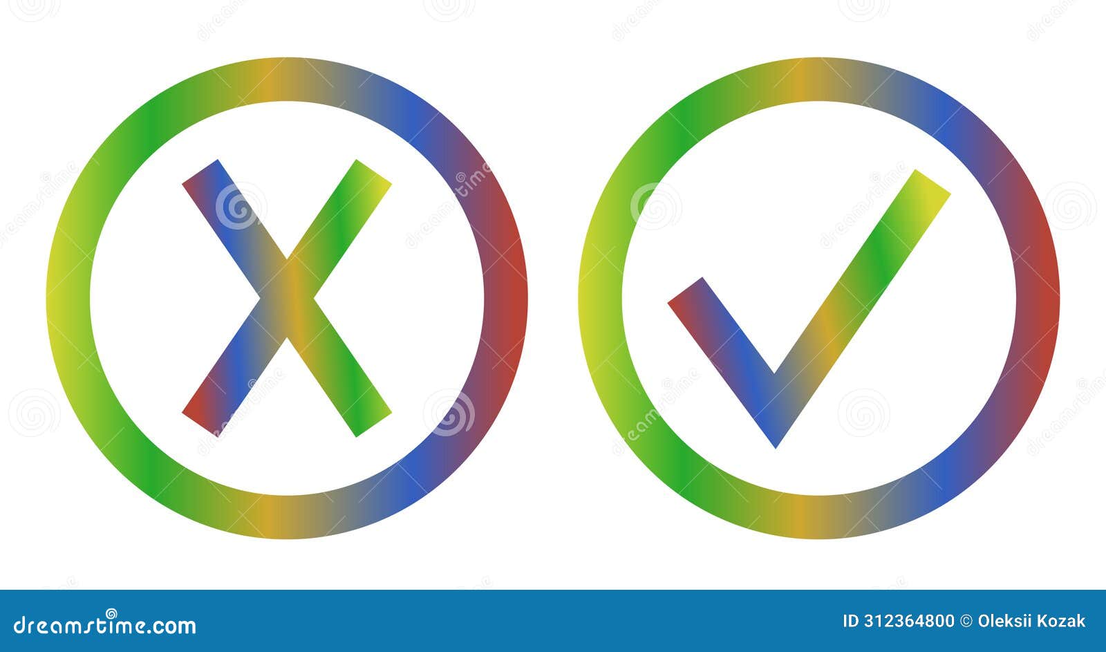 Yes or No. Checks and Crosses in a Multi-colored Gradient Stock Vector ...