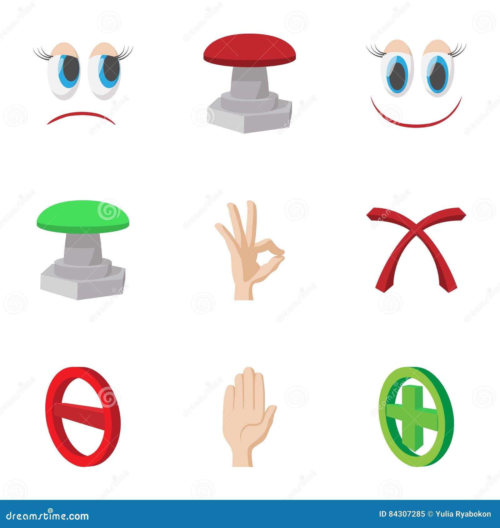 Yes No Choice Icons Set, Cartoon Style Stock Vector - Illustration of ...