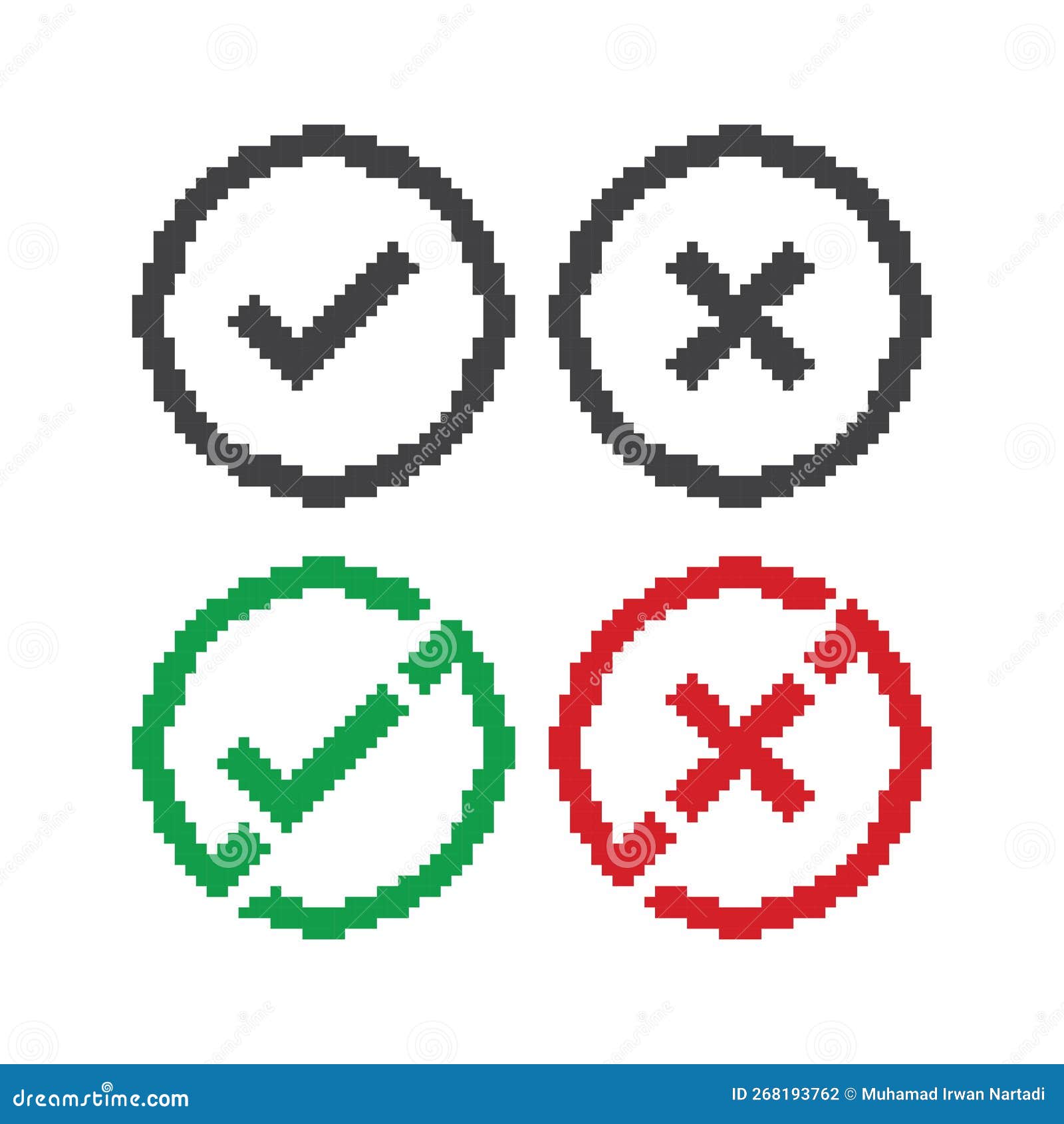 Yes or No, Cross and Check Mark. Pixel Art 8 Bit Vector Icon ...