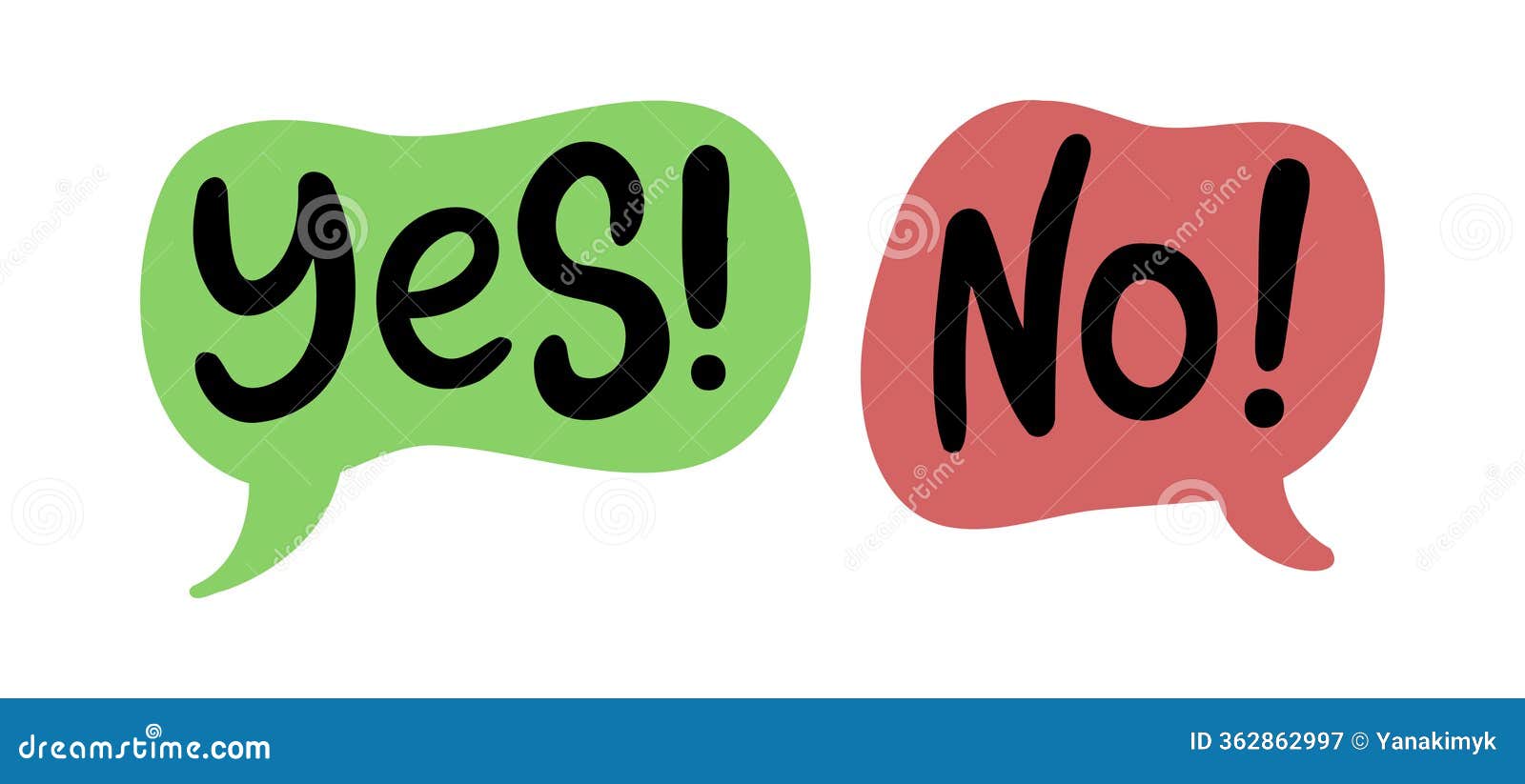 Yes No Doodle Words Icon Logo. Word Yes And No Text On Talk Speech ...