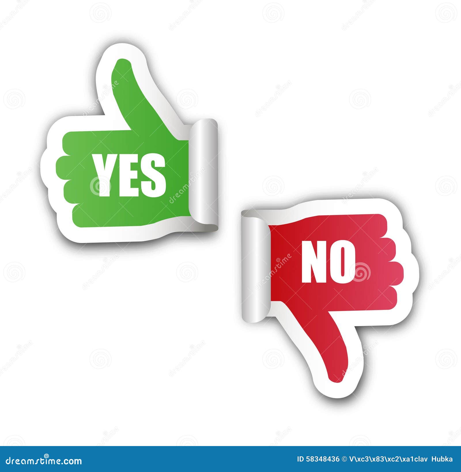 Yes no hand stickers stock vector. Illustration of option - 58348436