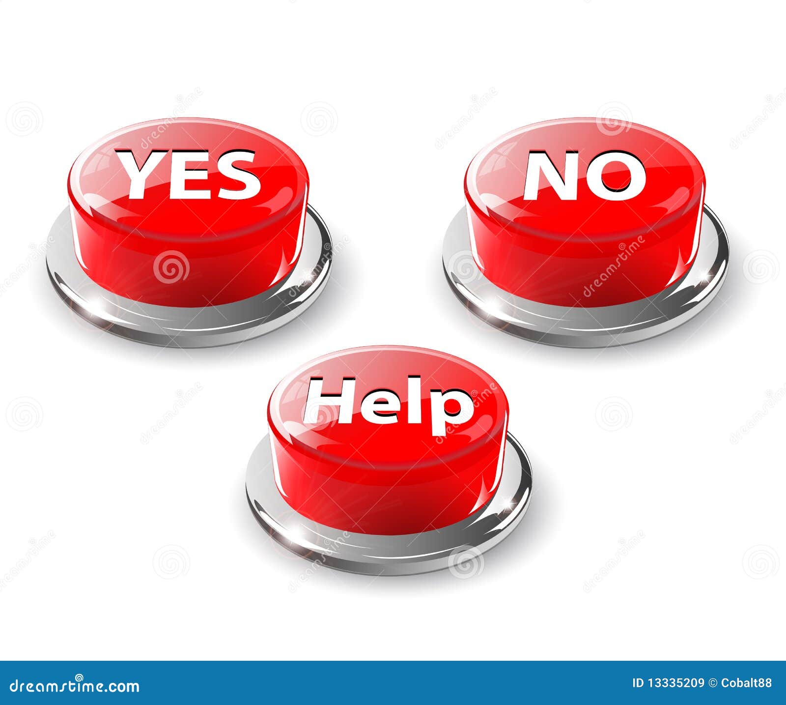 Yes, No, Help Web Glossy Buttons. Stock Vector - Illustration of ...