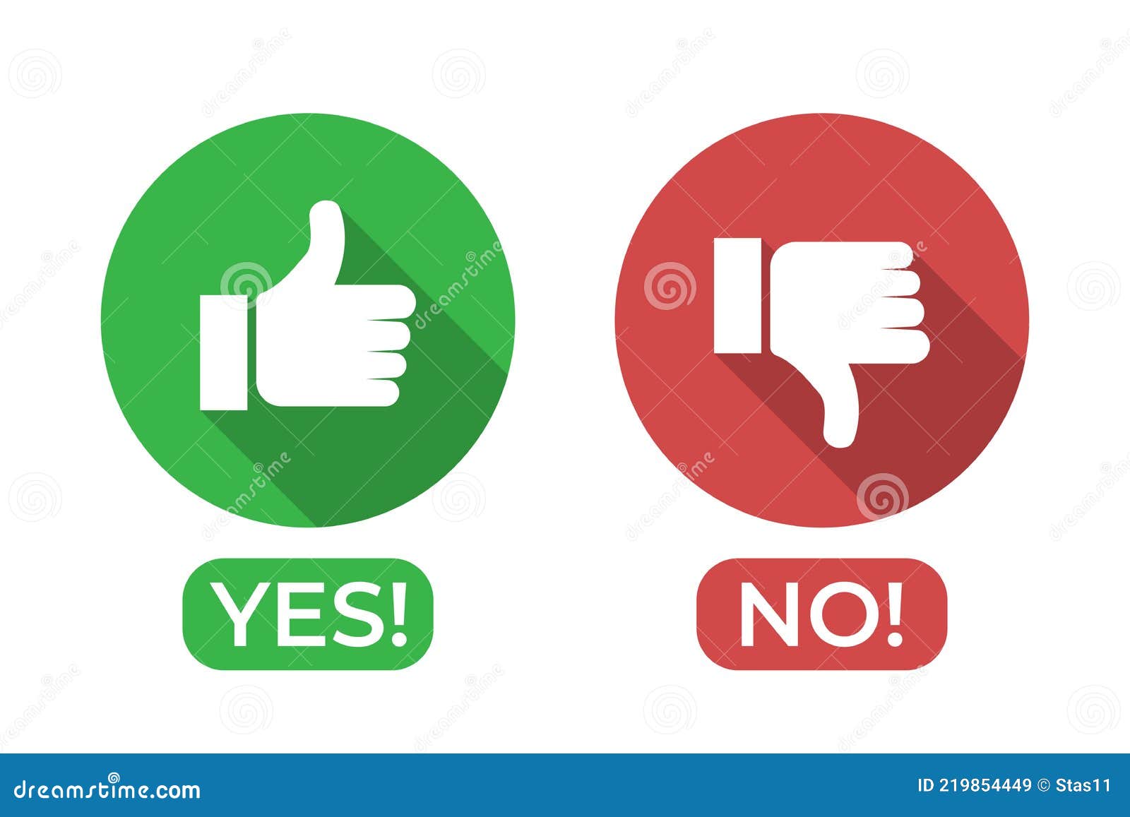 Yes and No Icon with Thumbs Up and Thumbs Down Stock Vector ...