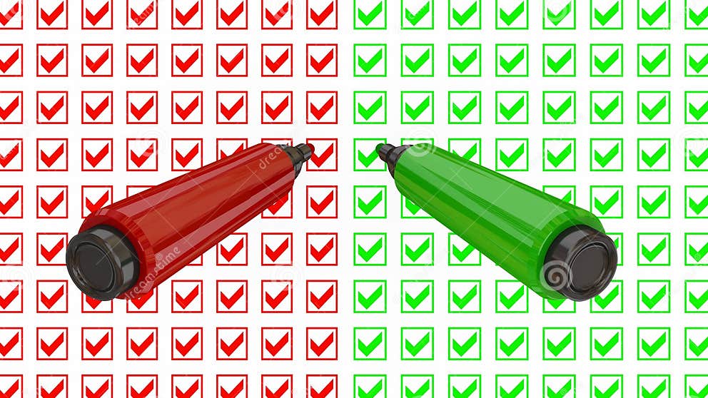 Yes and No marker pens. stock illustration. Illustration of checkbox ...