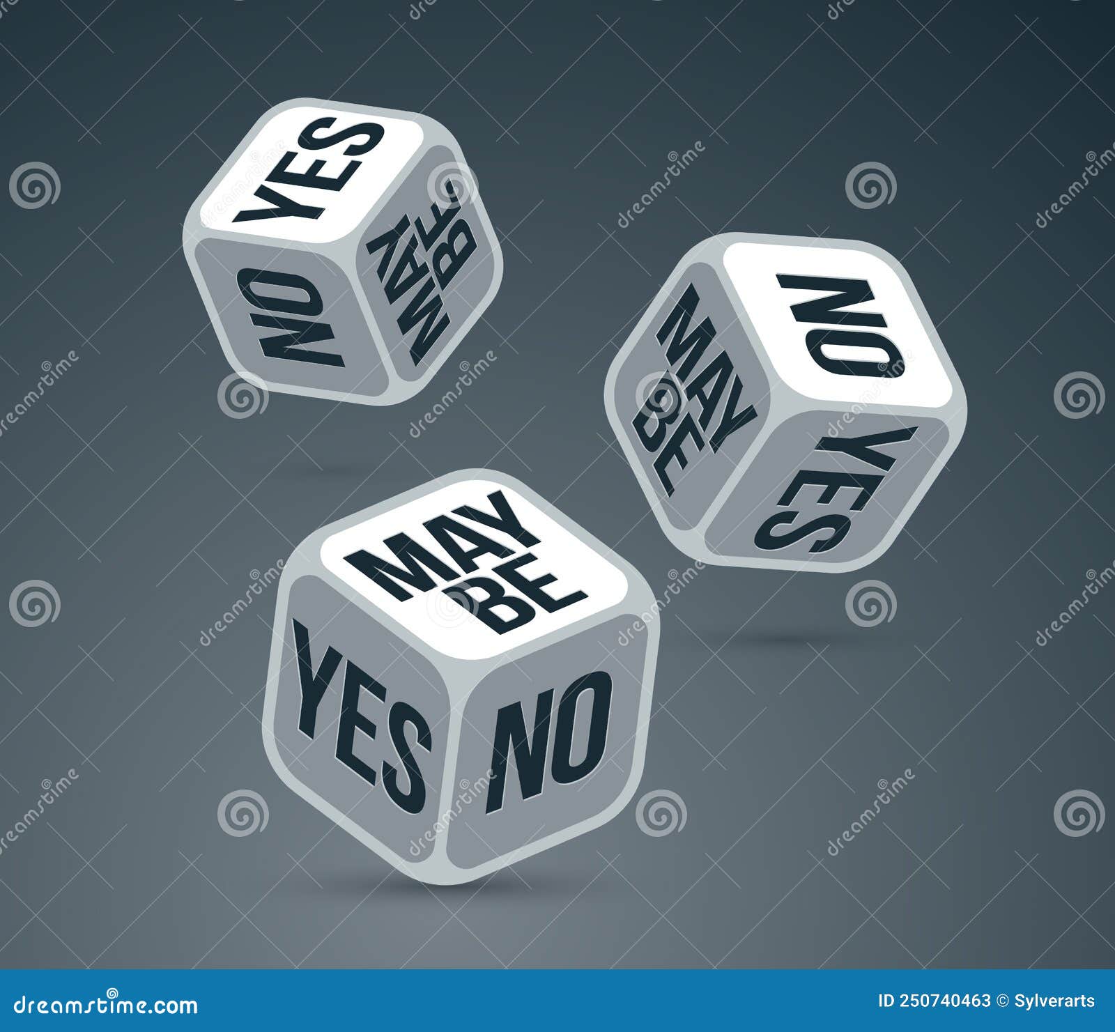 Yes or No or Maybe Dice Rolling Chance Vector Illustration, Make a ...