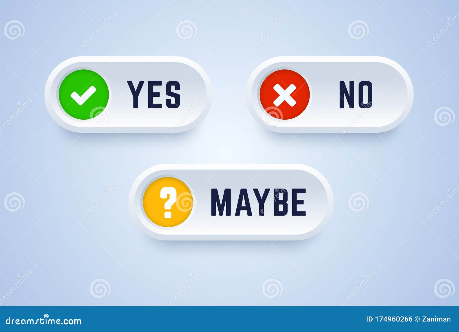 Yes, No and Maybe Vector Buttons Stock Vector - Illustration of symbol ...