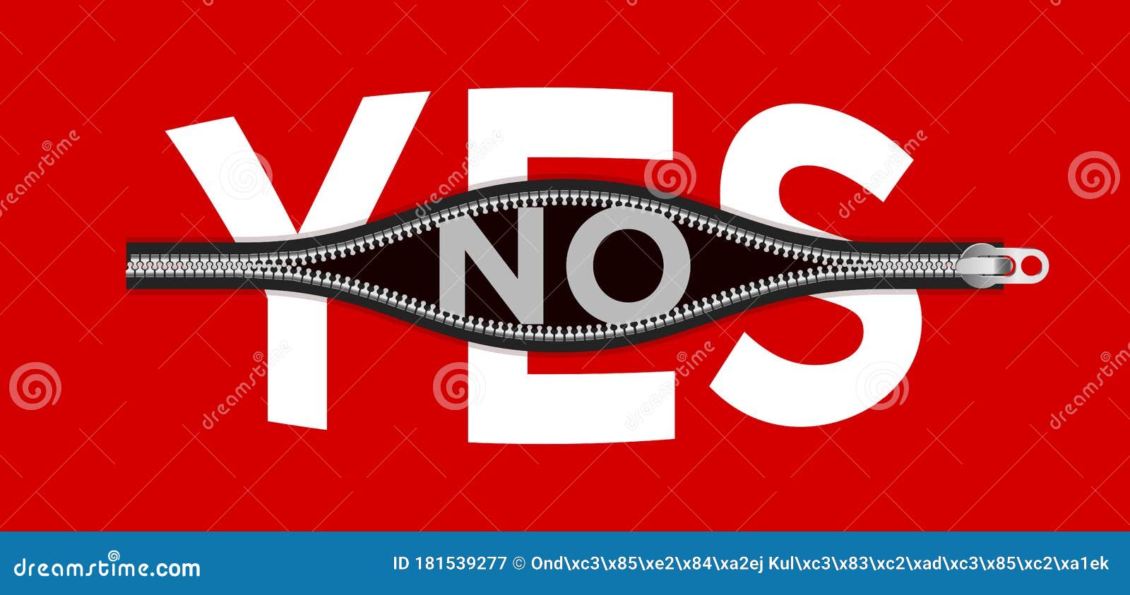 Yes No. Open Zipper Concept with Text Stock Vector - Illustration of ...