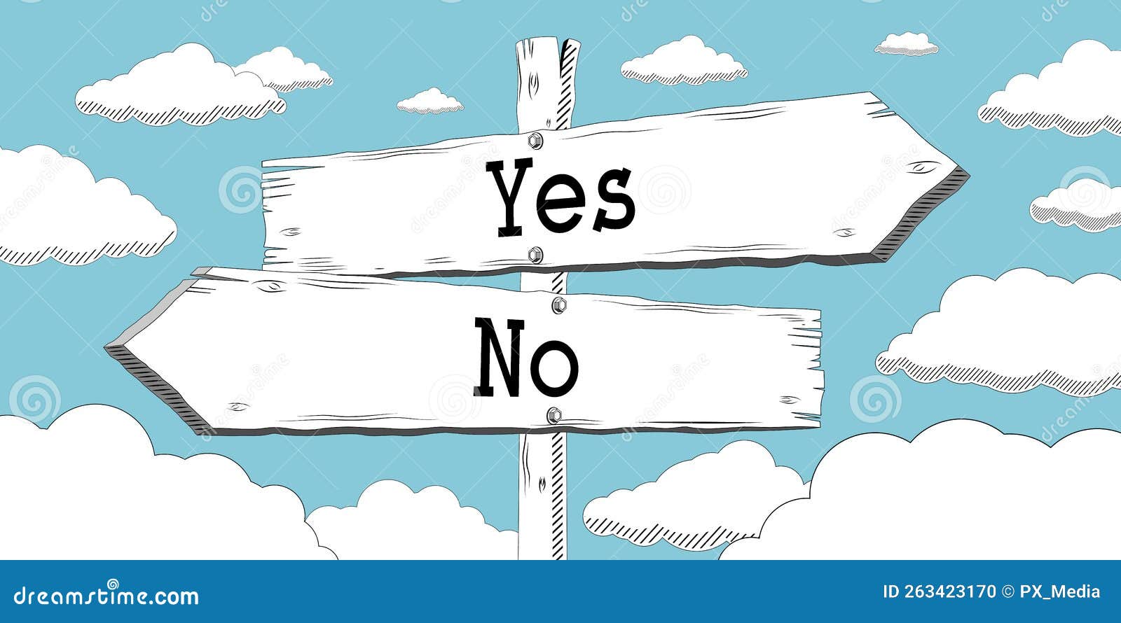 Yes, No - Outline Signpost with Two Arrows Stock Illustration ...