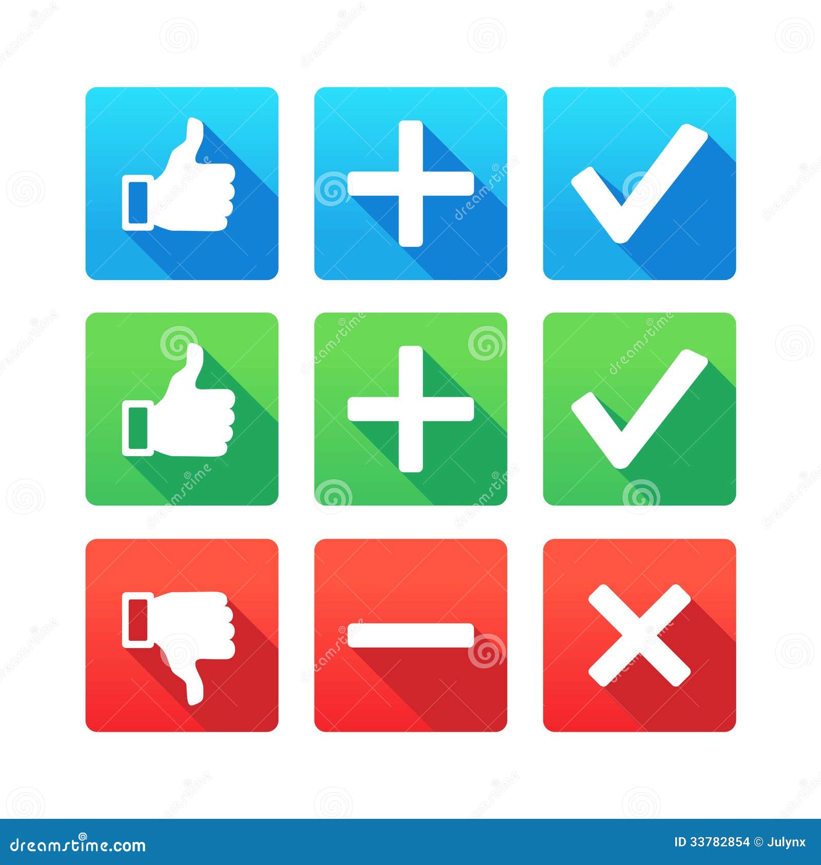 Yes, No, Plus, Minus, Thumbs Up and Down Stock Vector - Illustration of ...