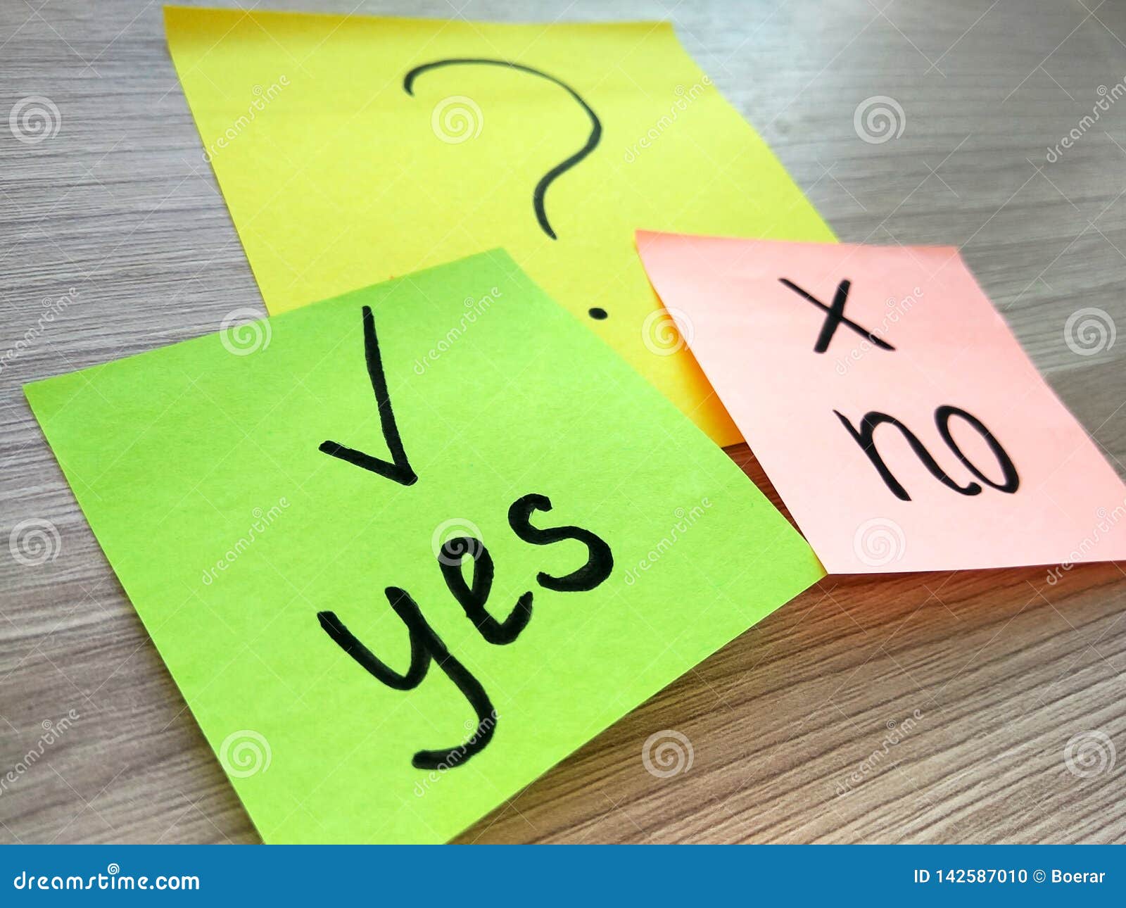 Yes or No Question Message on Sticky Notes on Wooden Background ...