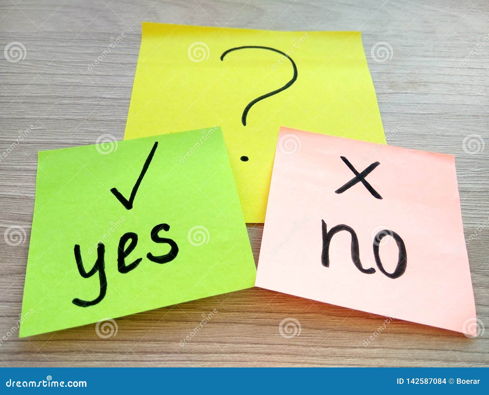 Yes or No Question Message on Sticky Notes on Wooden Background ...