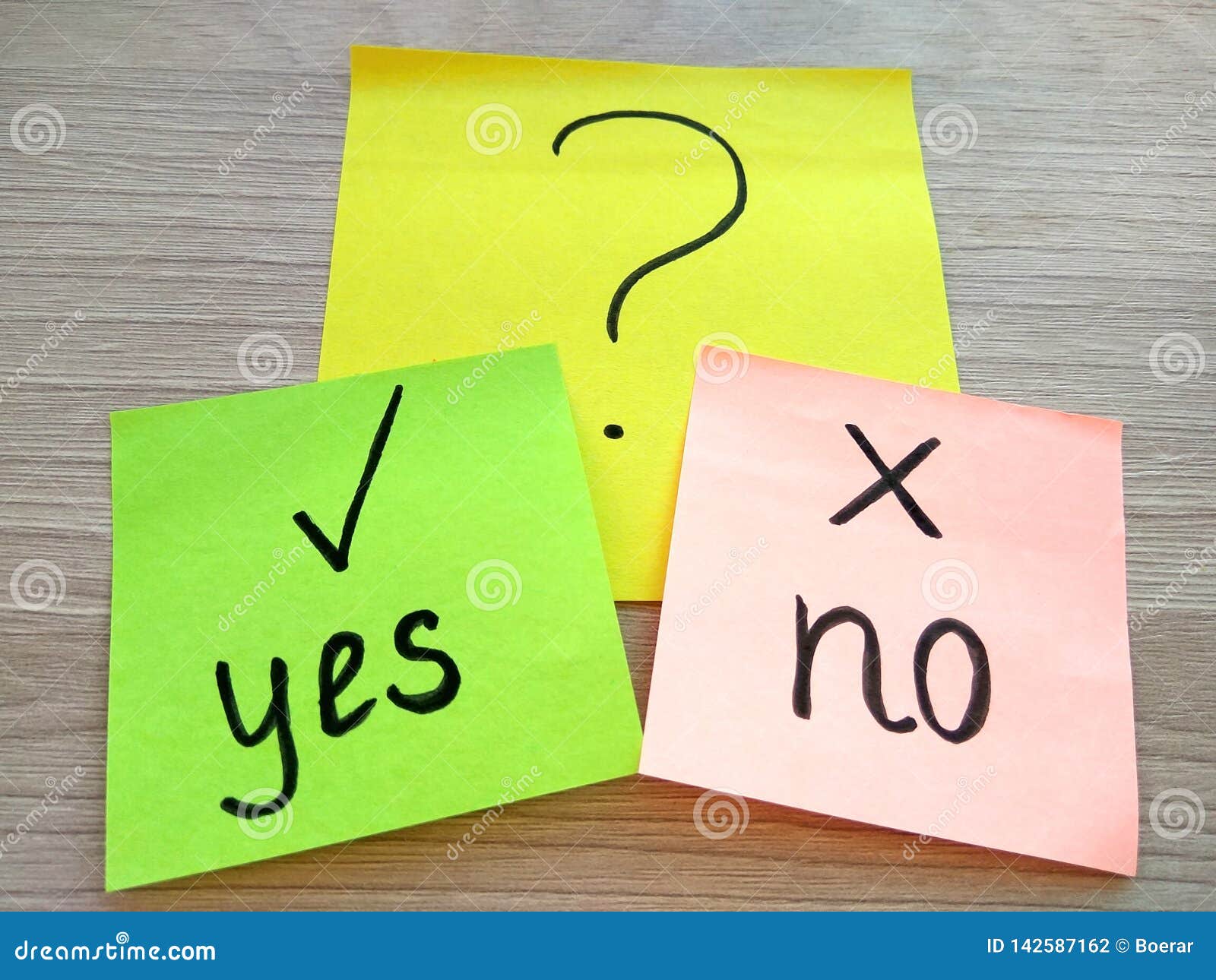 Yes or No Question Message on Sticky Notes on Wooden Table Background ...
