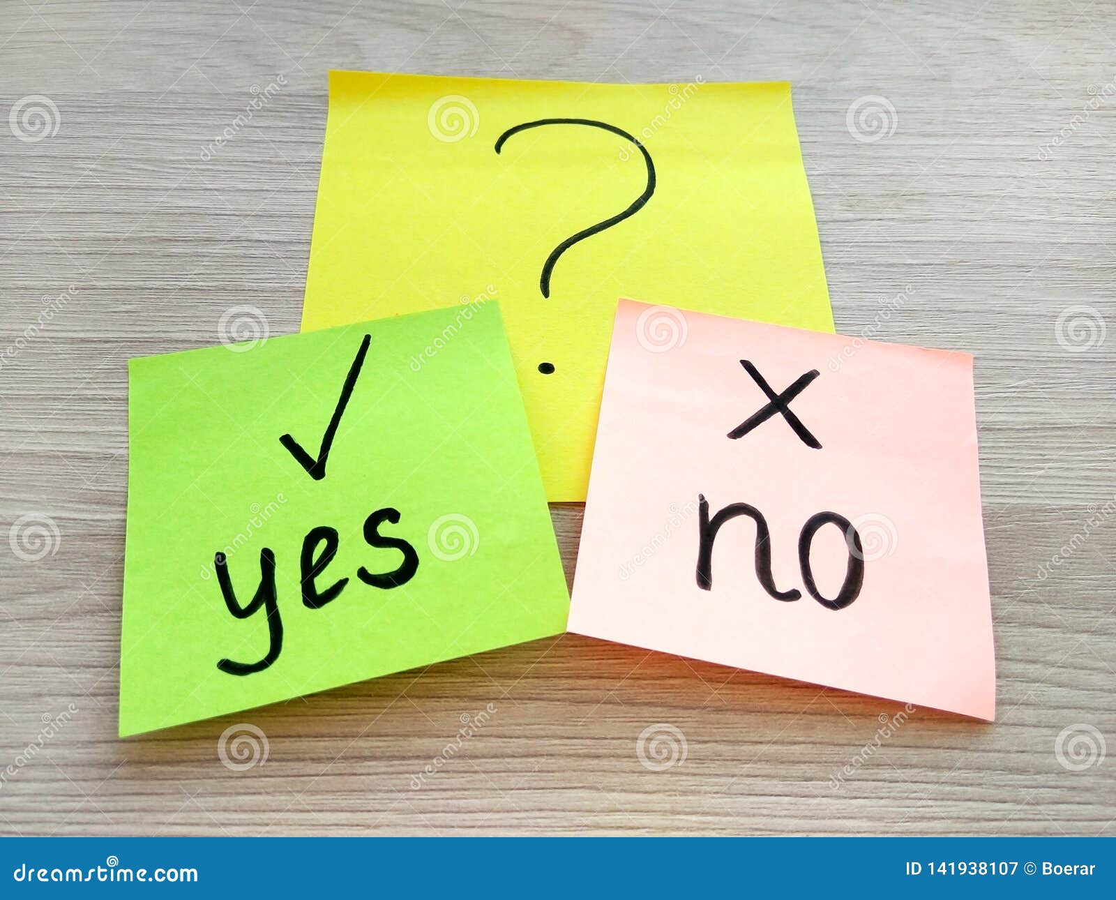 Yes or No Question Message on Sticky Notes on Wooden Background ...