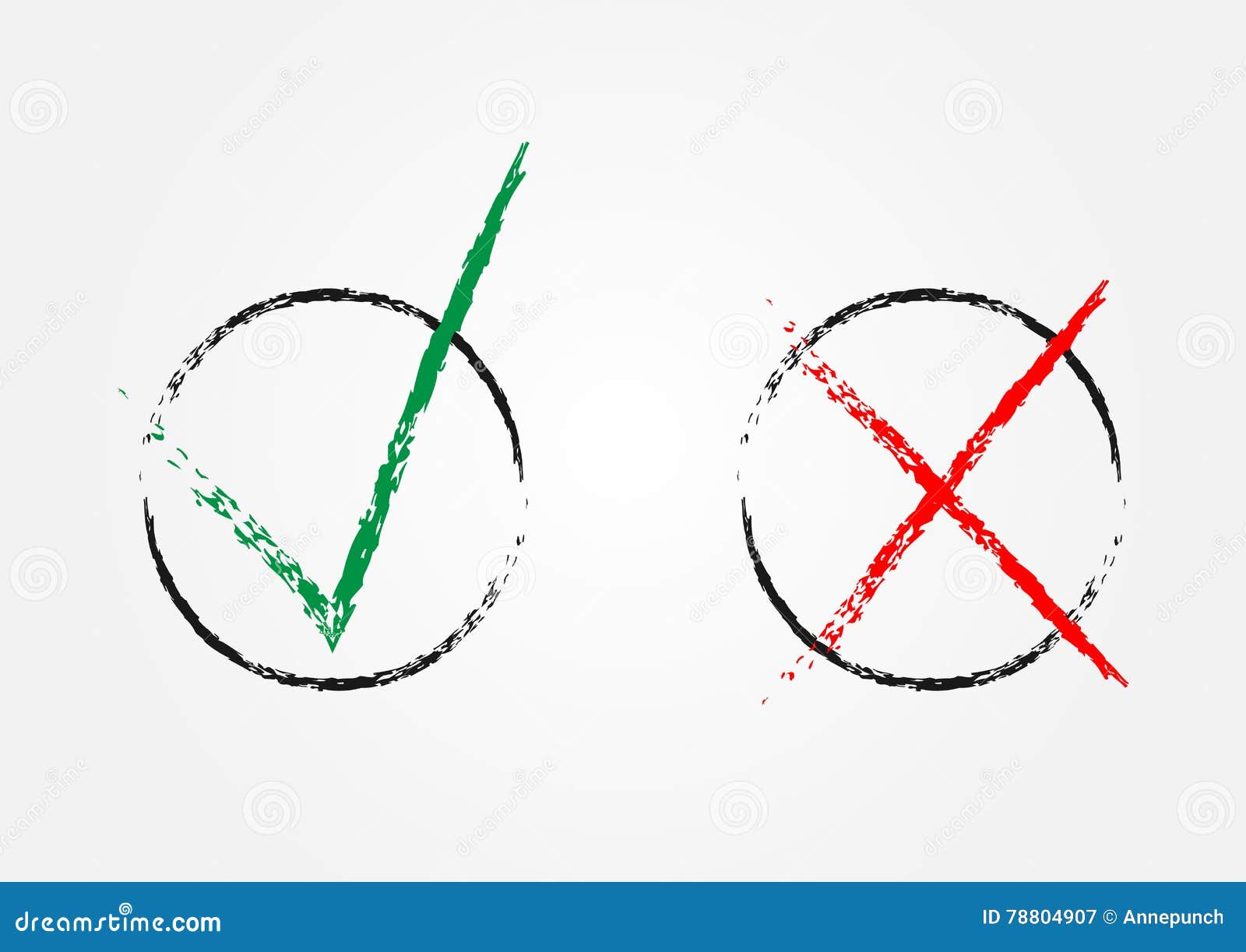 Yes and No Round Check Marks. Grunge. Isolated. Stock Vector ...