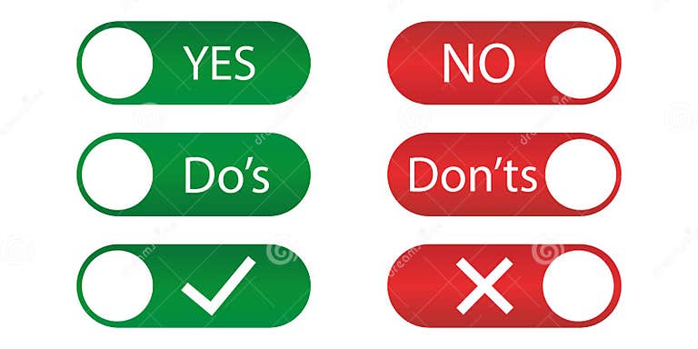 Yes or No Switch Button Icon. Doâ€™s or Donâ€™ts Button . Check Mark ...