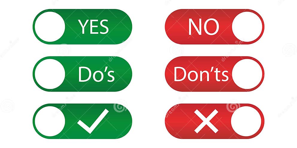 Yes or No Switch Button Icon. Doâ€™s or Donâ€™ts Button . Check Mark ...