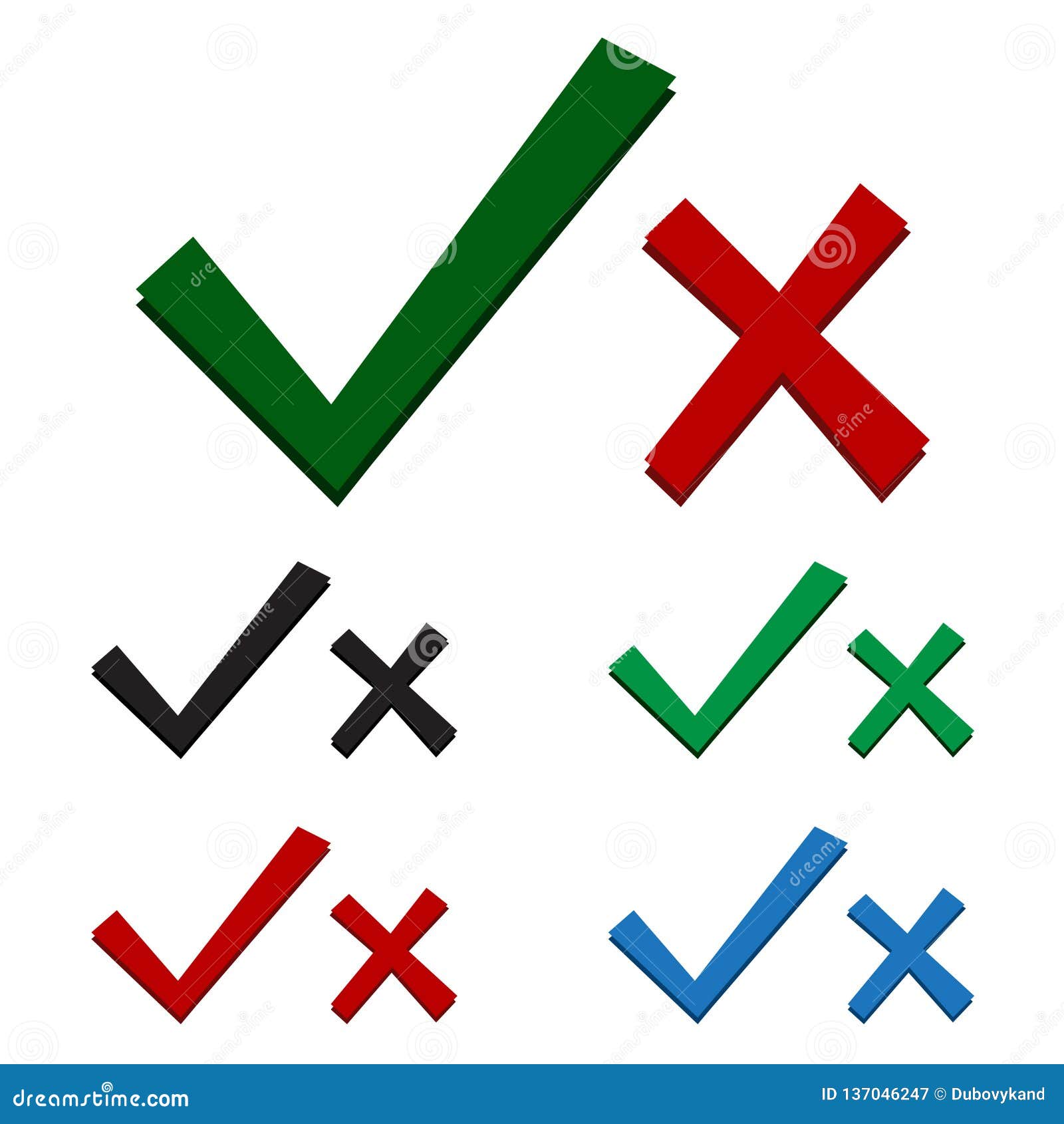 Right Vs Wrong. Set of Vector Icons in Stick Style Stock Vector ...