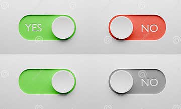 YES and NO Toggle Switch Buttons Set. Switch Design for App or Website ...