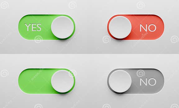 YES and NO Toggle Switch Buttons Set. Switch Design for App or Website ...