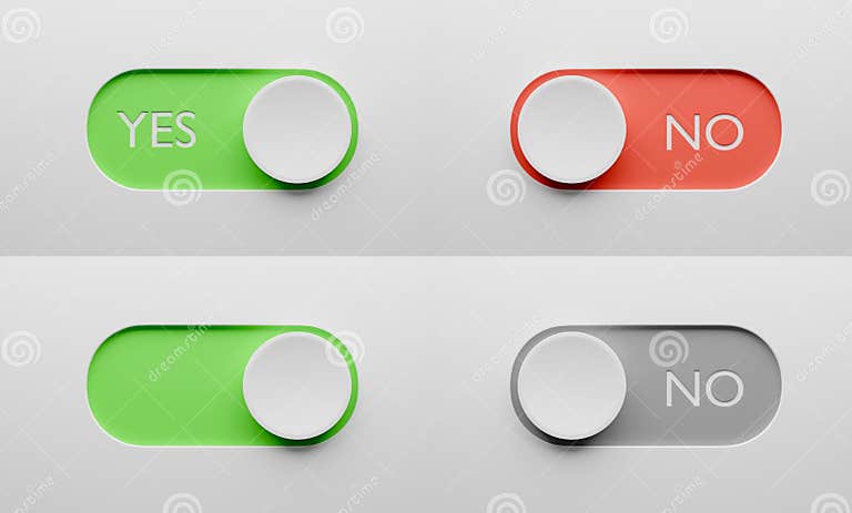 YES and NO Toggle Switch Buttons Set. Switch Design for App or Website ...