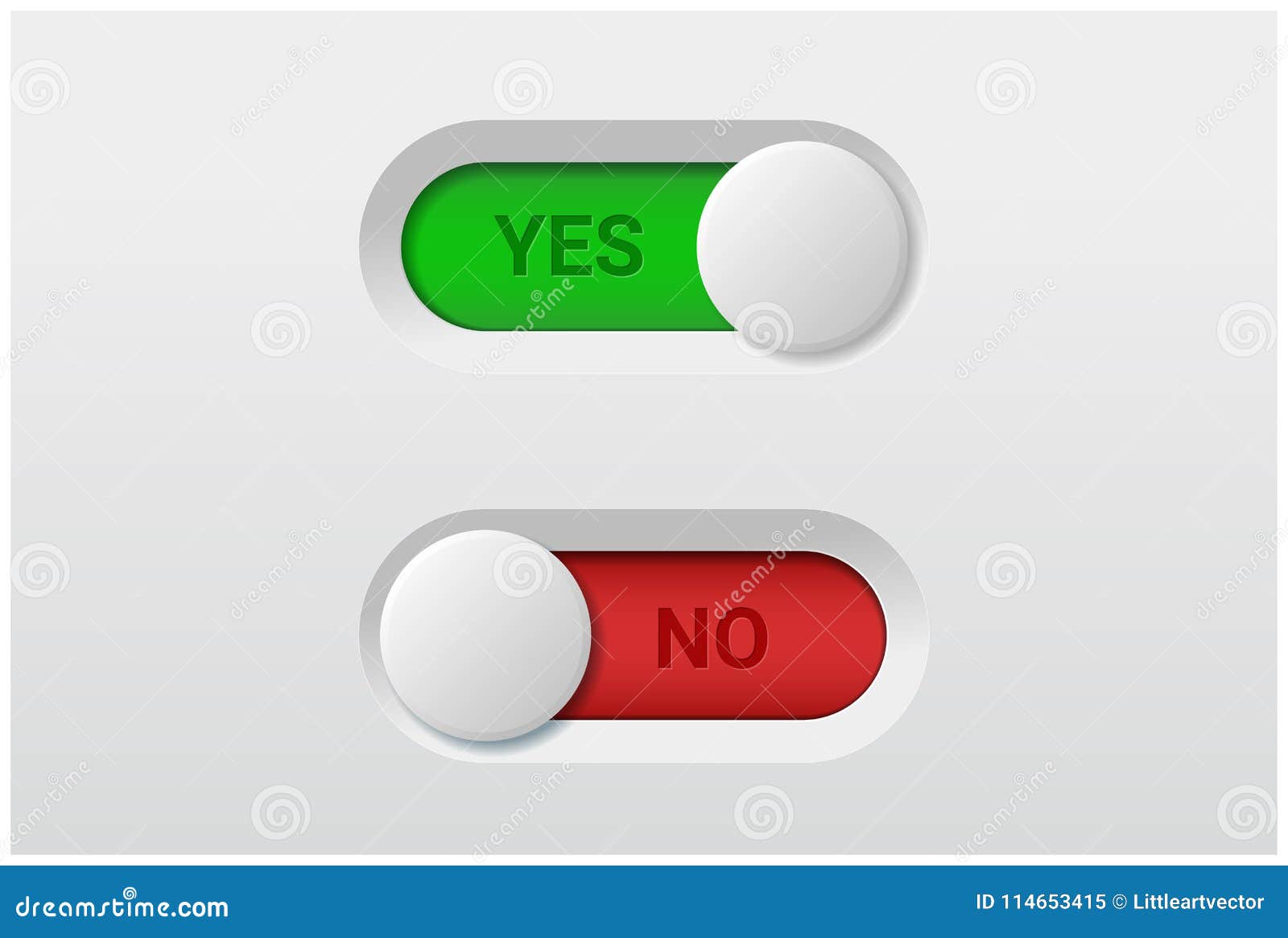 Yes And No Toggle Switch Buttons On White Background Cartoon Vector ...