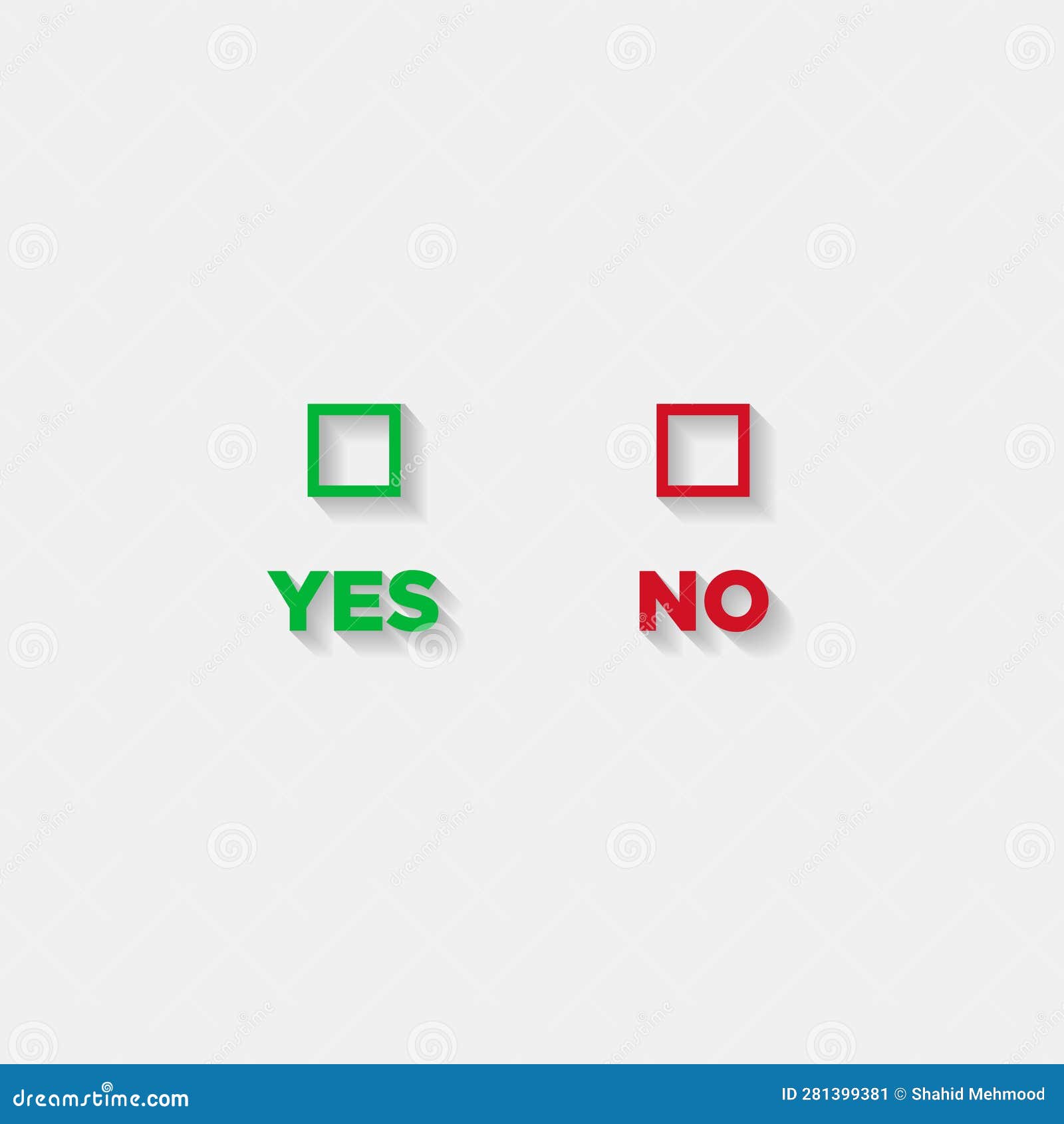 Yes, No Word Text with Check Mark Green and Red Color Stock Vector ...