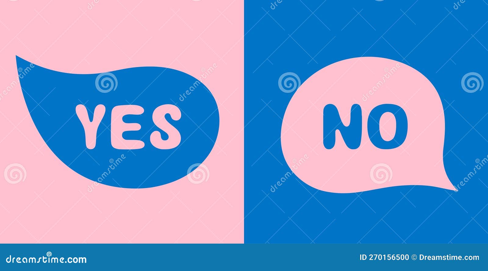 Yes No Words in Speech Bubbles Vector Illustration Chat Phrases Hand ...