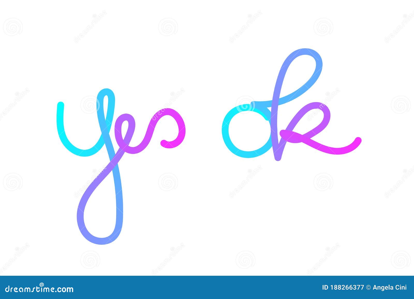 Yes and Ok Lettering with Neon Gradient Color Stock Vector ...